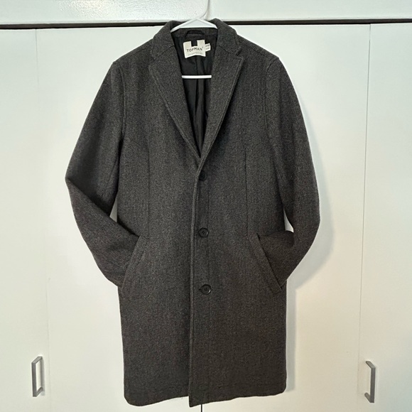 Topman | Jackets & Coats | Topman Coat Long Grey Tweed Peacoat Overcoat ...